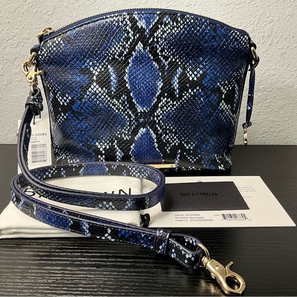 Brahmin | Bags | Brahmin Mini Duxbury Cobalt Lt Blue Black Snake Print ...